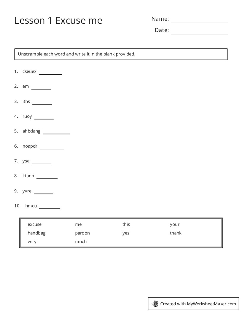 My Worksheet Maker: The Best Online Worksheet Creator