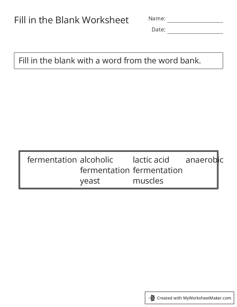 Fill in the Blank Worksheet - My Worksheet Maker: Create Your Own ...