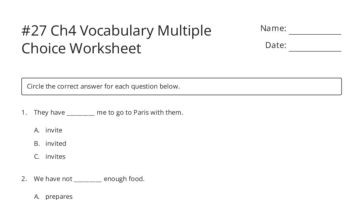 #27 Ch4 Vocabulary Multiple Choice Worksheet - My Worksheet Maker ...