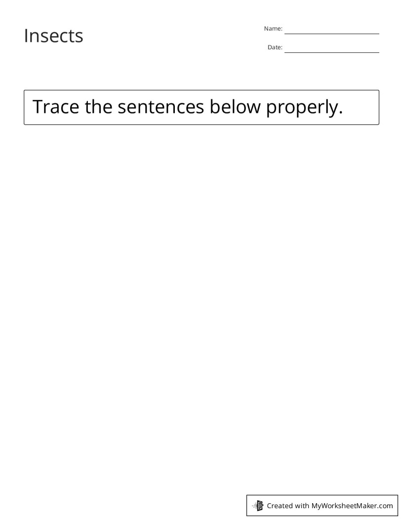 Insects - My Worksheet Maker: Create Your Own Worksheets
