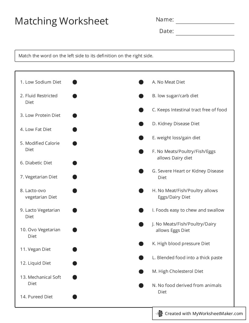 Matching Worksheet - My Worksheet Maker: Create Your Own Worksheets