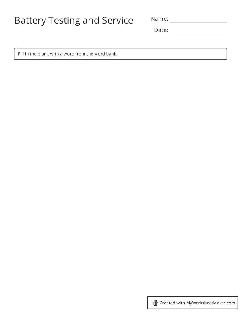 Battery Testing and Service - My Worksheet Maker: Create Your Own ...