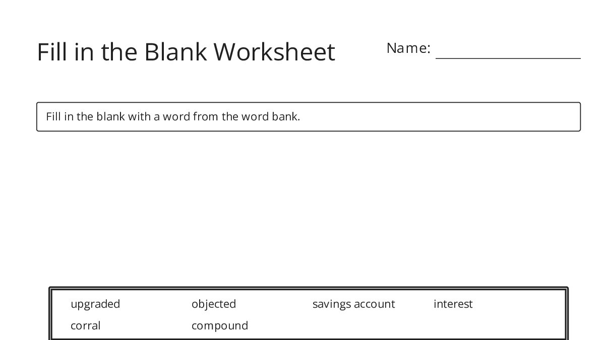 Fill in the Blank Worksheet - My Worksheet Maker: Create Your Own ...
