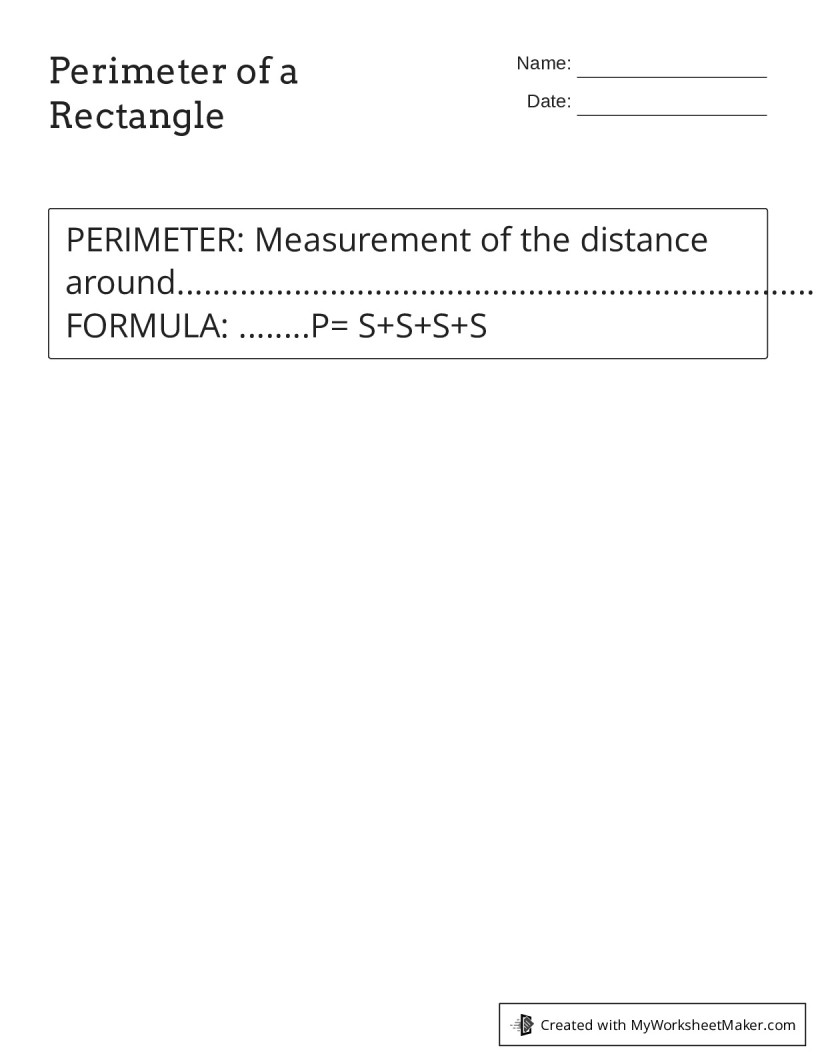 Perimeter of a Rectangle - My Worksheet Maker: Create Your Own Worksheets