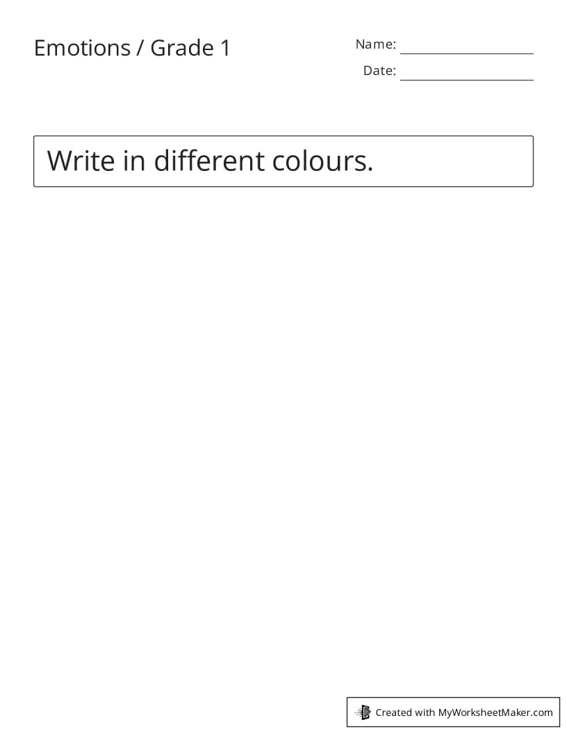 Emotions / Grade 1 - My Worksheet Maker: Create Your Own Worksheets