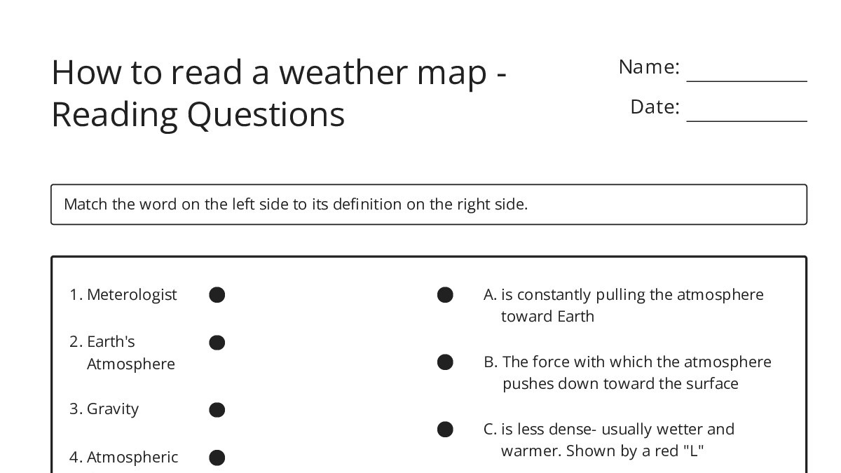 How to read a weather map - Reading Questions - My Worksheet Maker ...