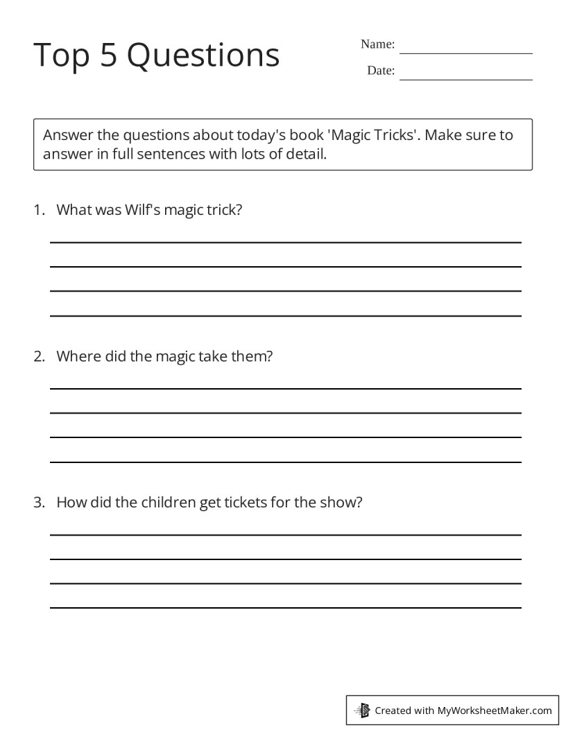 Top 5 Questions - My Worksheet Maker: Create Your Own Worksheets