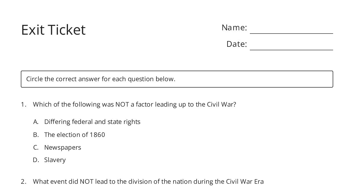 Exit Ticket - My Worksheet Maker: Create Your Own Worksheets