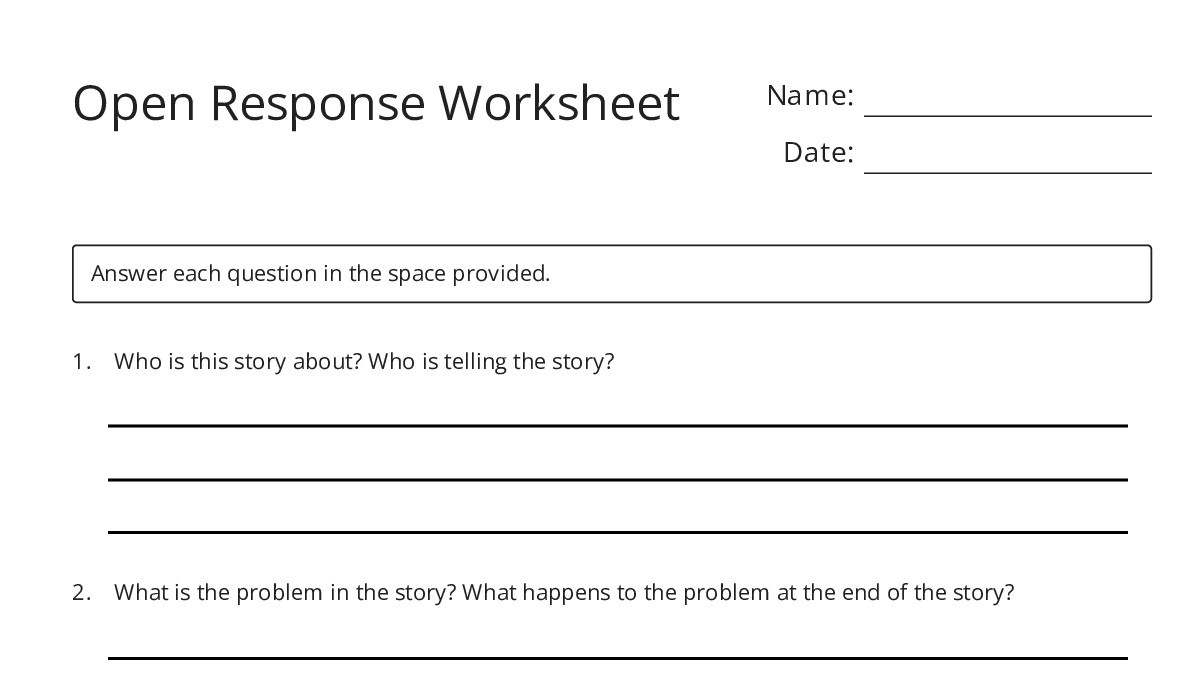 Open Response Worksheet - My Worksheet Maker: Create Your Own Worksheets