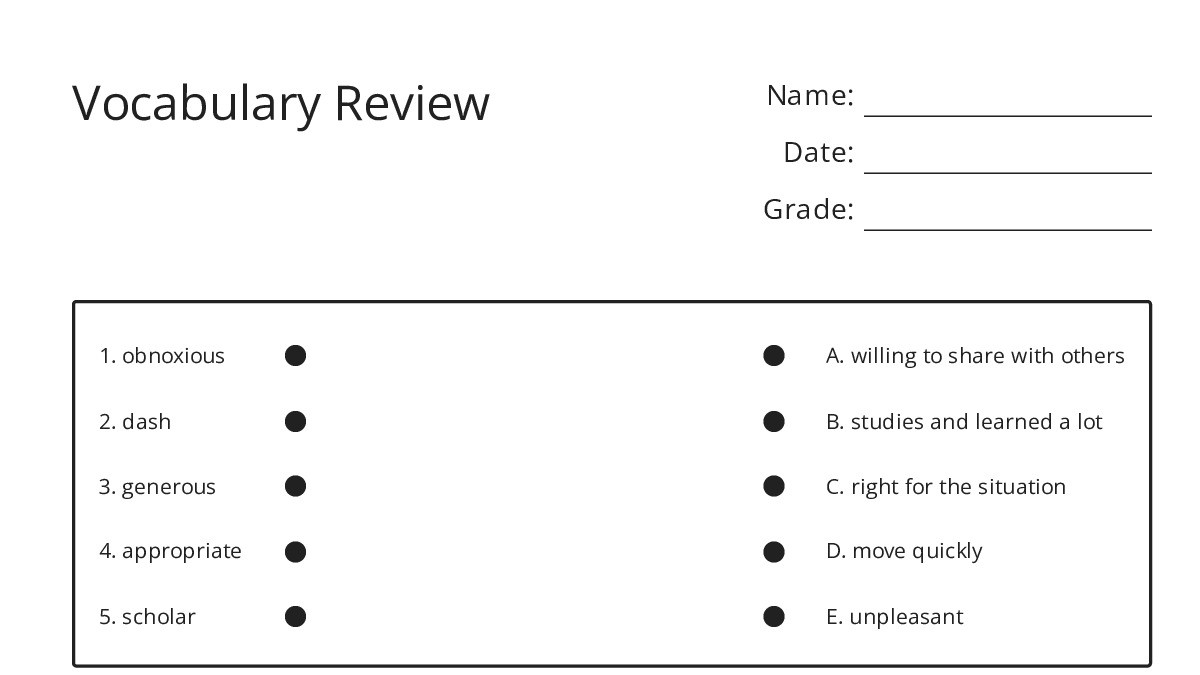 Vocabulary Review - My Worksheet Maker: Create Your Own Worksheets