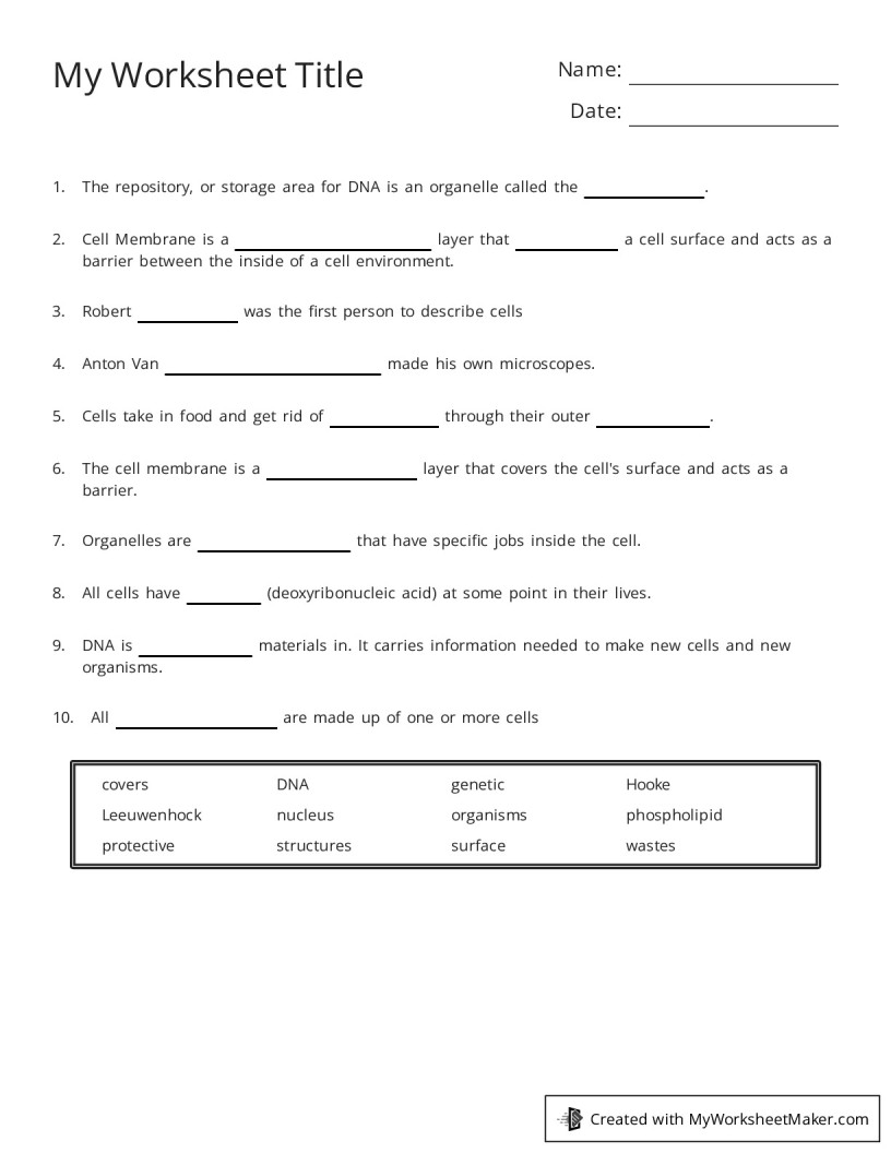 My Worksheet Title - My Worksheet Maker: Create Your Own Worksheets
