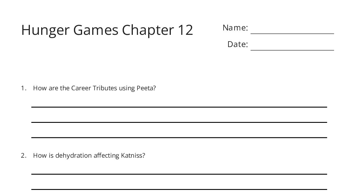 Hunger Games Chapter 12 - My Worksheet Maker: Create Your Own Worksheets