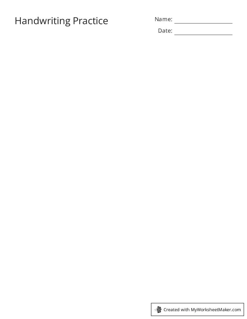 Handwriting Practice - My Worksheet Maker: Create Your Own Worksheets