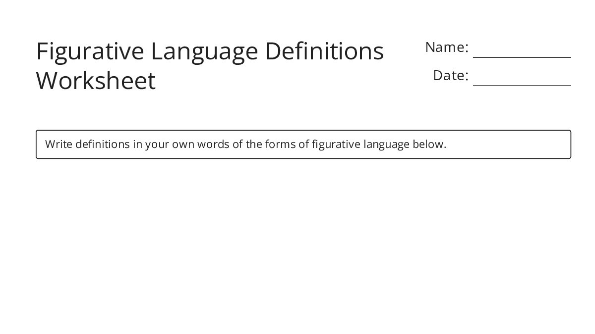 Figurative Language Definitions Worksheet - My Worksheet Maker: Create ...