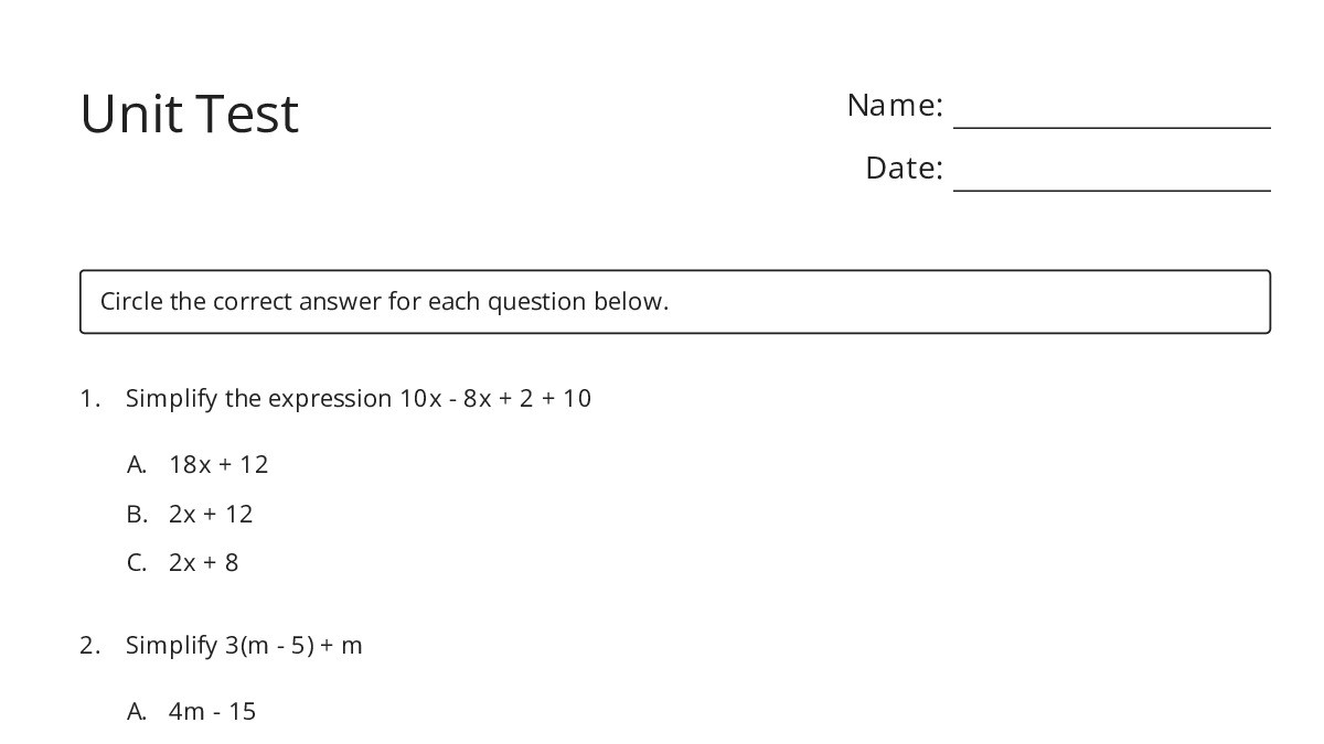 Unit Test - My Worksheet Maker: Create Your Own Worksheets