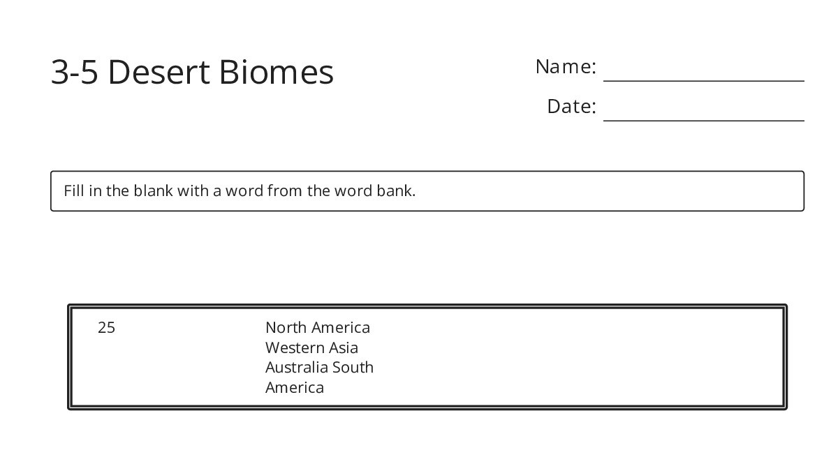 3-5 Desert Biomes - My Worksheet Maker: Create Your Own Worksheets