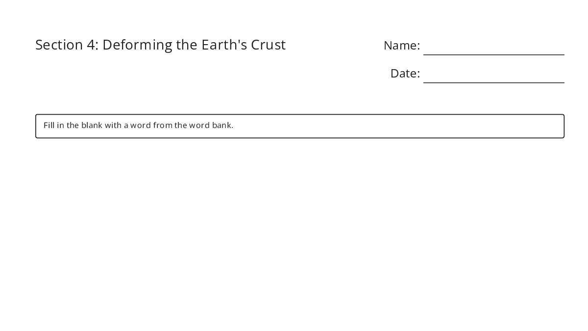 Section 4: Deforming the Earth's Crust - My Worksheet Maker: Create ...