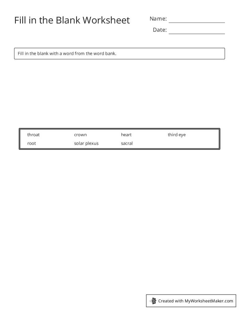 Fill in the Blank Worksheet - My Worksheet Maker: Create Your Own ...