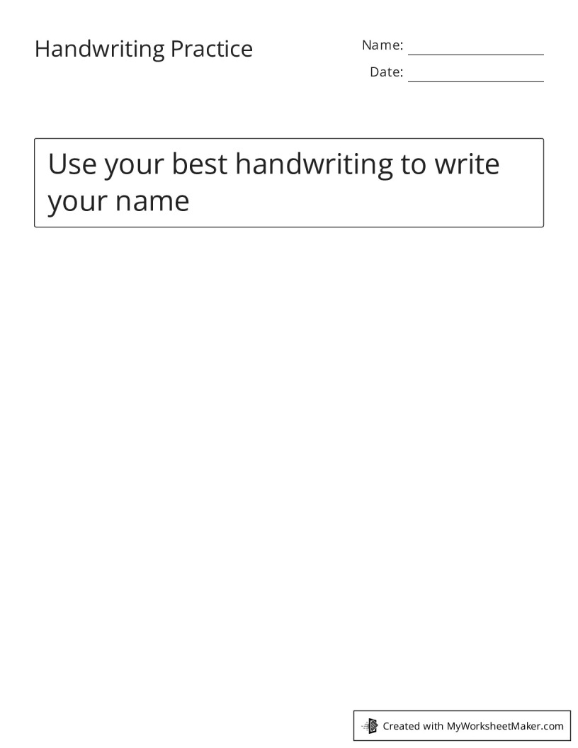 Handwriting Practice - My Worksheet Maker: Create Your Own Worksheets