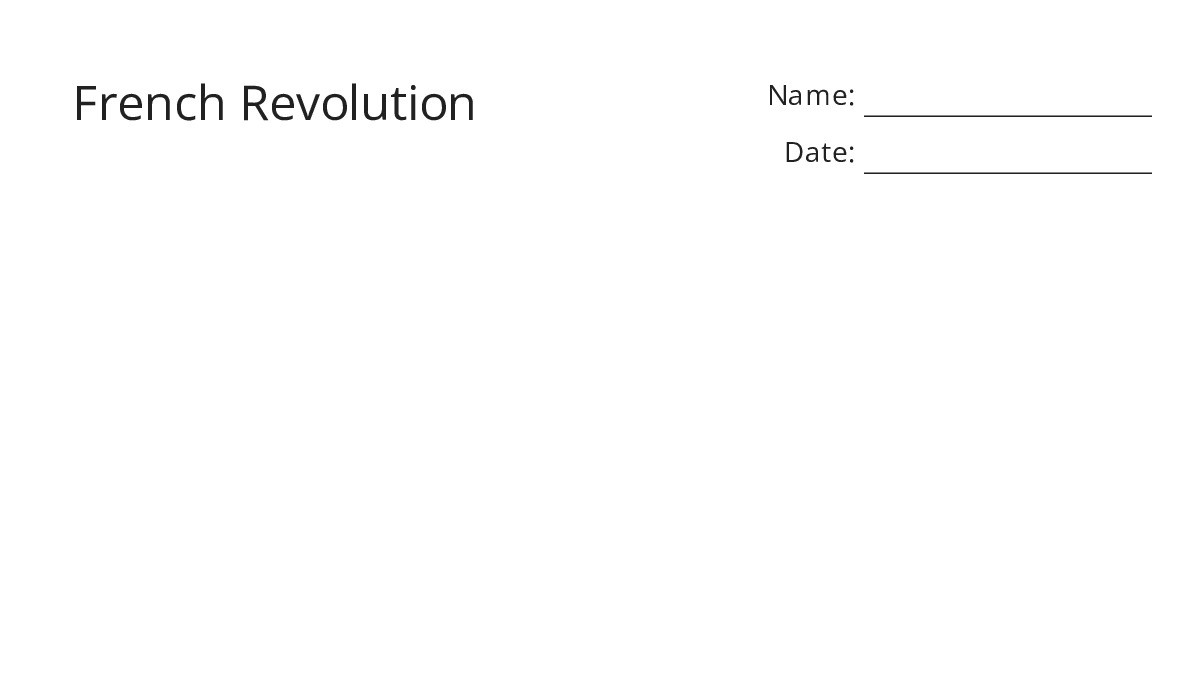French Revolution - My Worksheet Maker: Create Your Own Worksheets