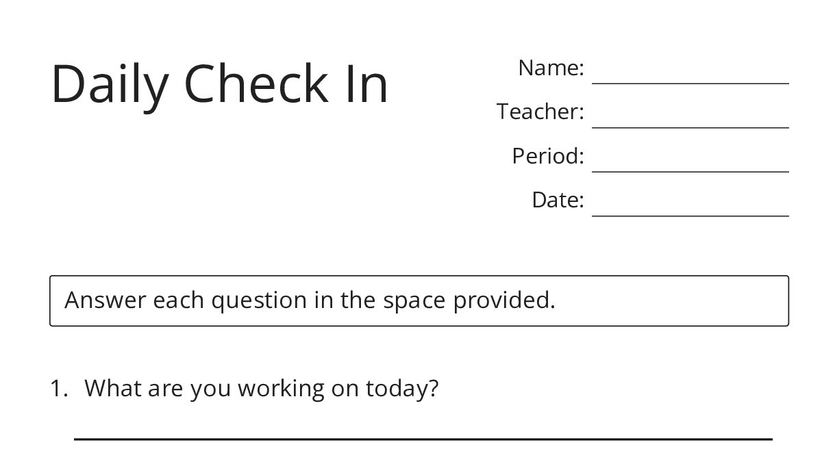 Daily Check In - My Worksheet Maker: Create Your Own Worksheets