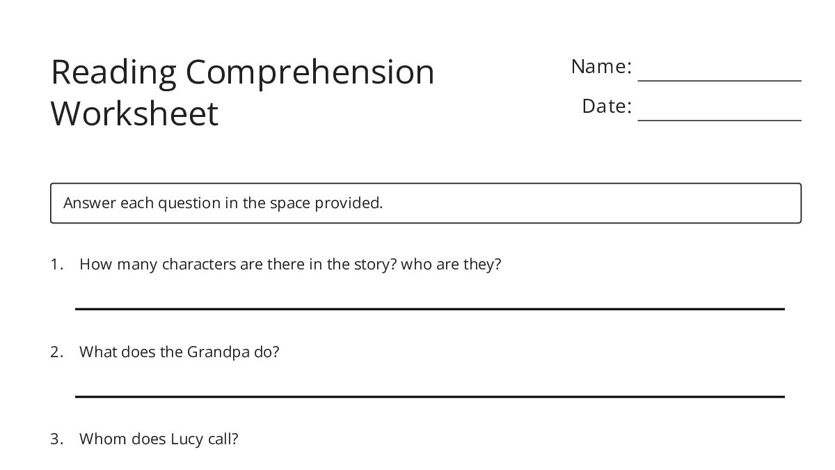 Reading Comprehension Worksheet - My Worksheet Maker: Create Your Own ...