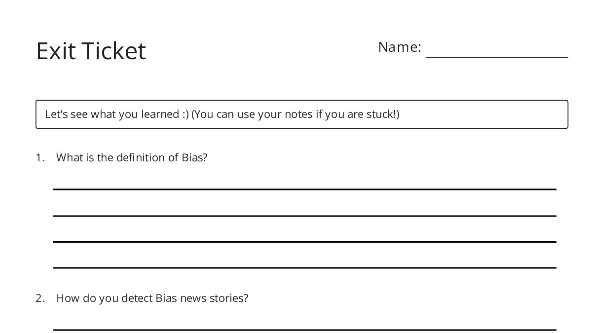 Exit Ticket - My Worksheet Maker: Create Your Own Worksheets