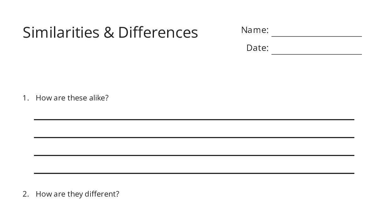 Similarities & Differences - My Worksheet Maker: Create Your Own Worksheets