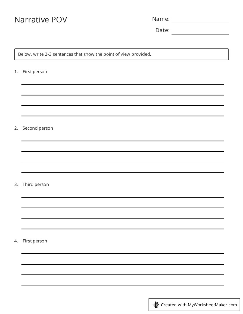 Narrative POV - My Worksheet Maker: Create Your Own Worksheets