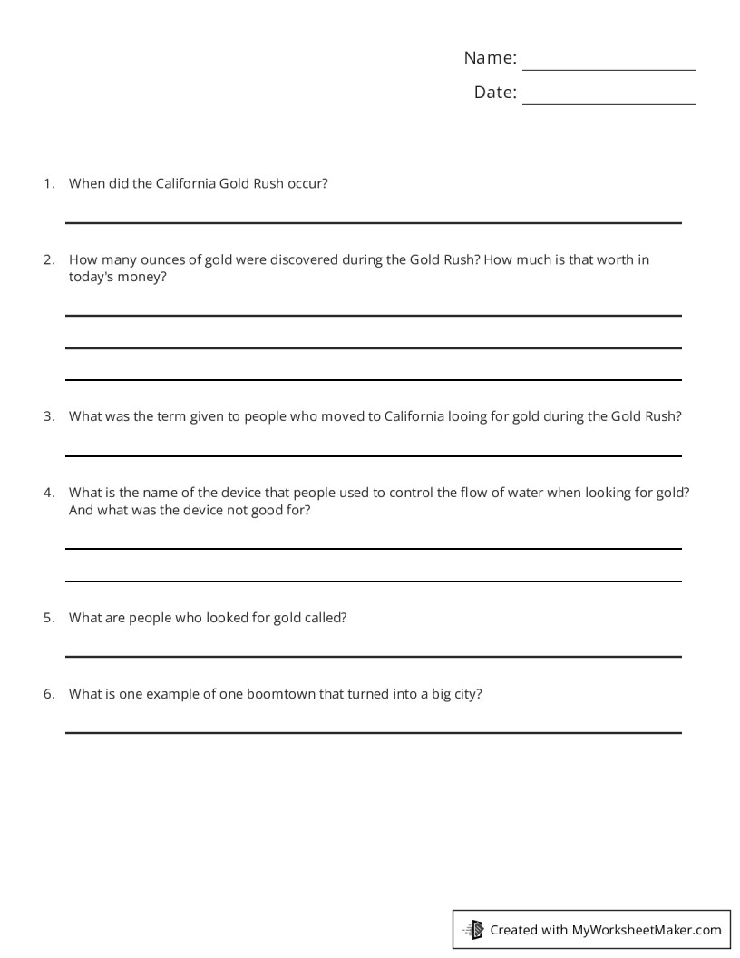 Open Response Worksheet - My Worksheet Maker: Create Your Own Worksheets