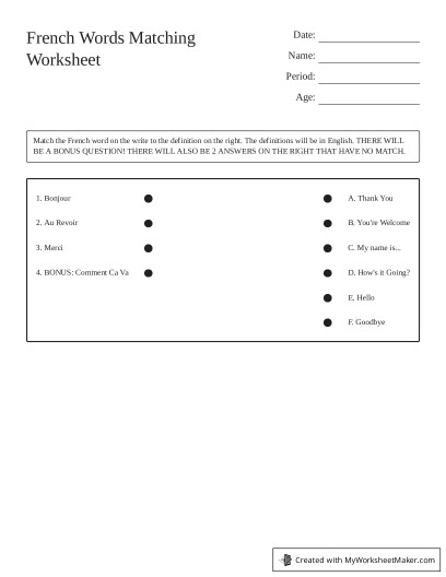 Free French Worksheets Writing G (Fr) | French WorkSheets
