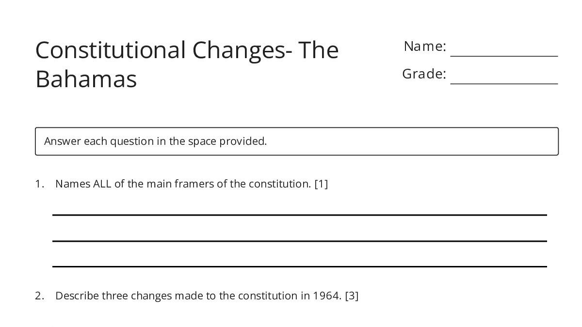 Constitutional Changes- The Bahamas - My Worksheet Maker: Create Your ...