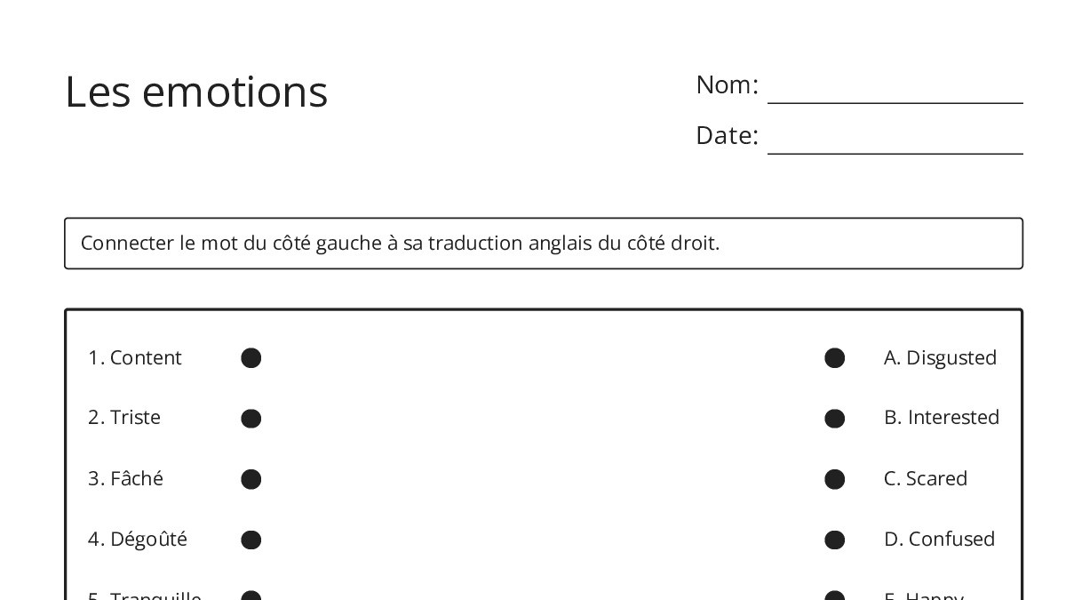 Les emotions - My Worksheet Maker: Create Your Own Worksheets