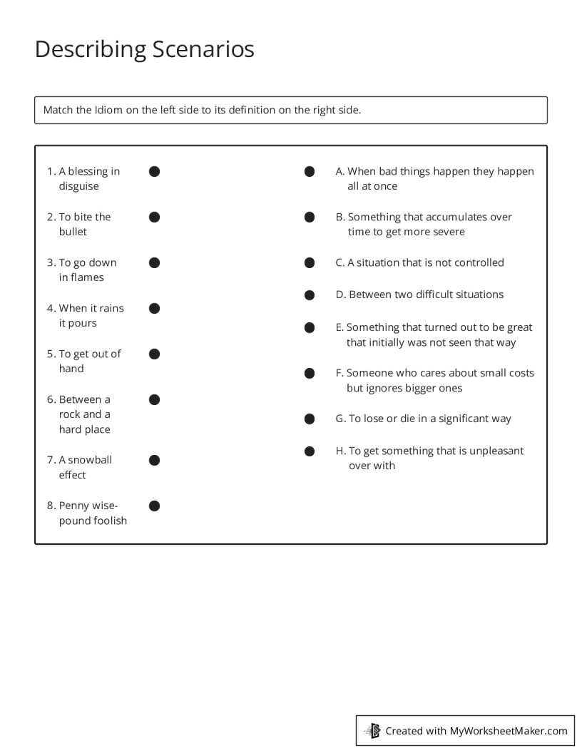 Describing Scenarios - My Worksheet Maker: Create Your Own Worksheets