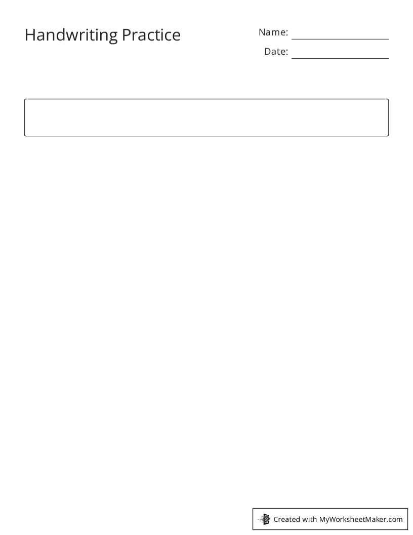 Handwriting Practice - My Worksheet Maker: Create Your Own Worksheets