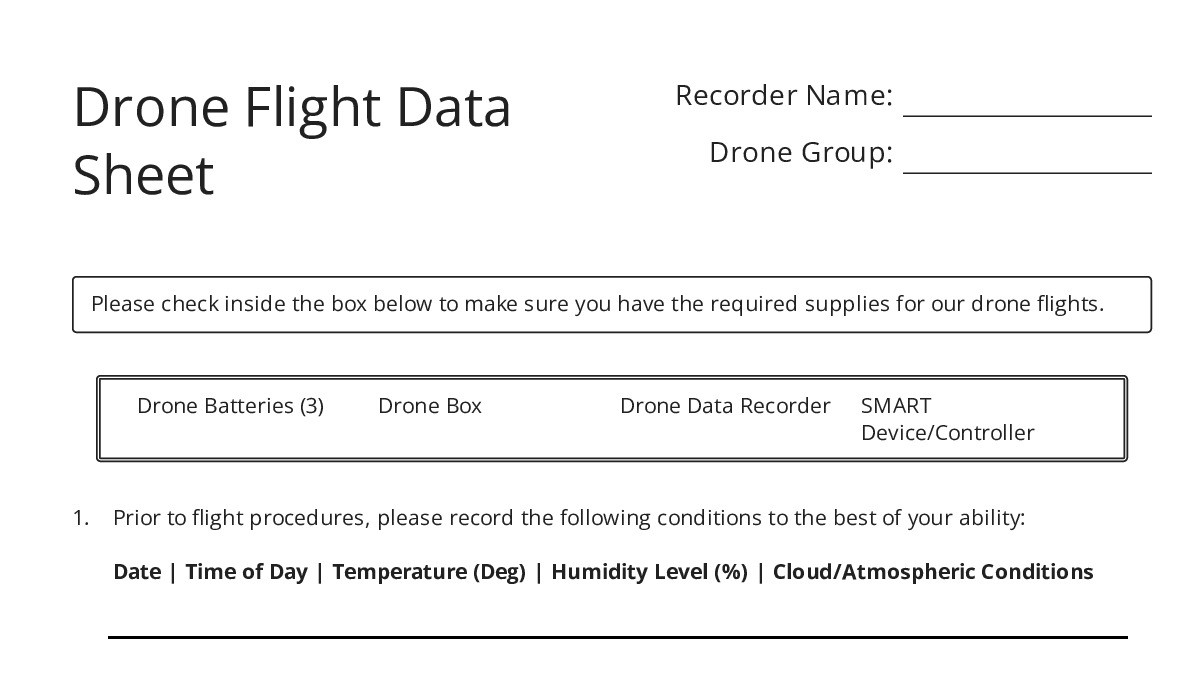 Drone Flight Data Sheet - My Worksheet Maker: Create Your Own Worksheets