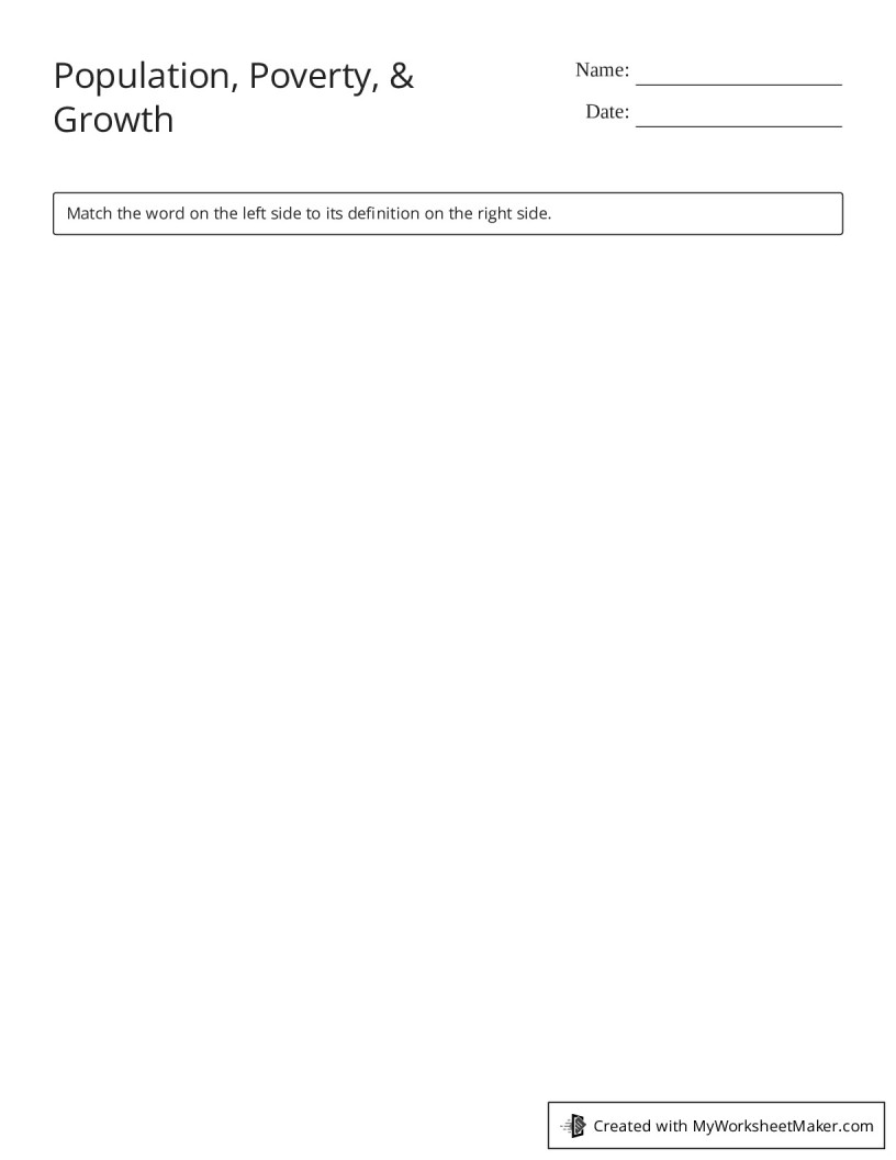 Population, Poverty, & Growth - My Worksheet Maker: Create Your Own ...