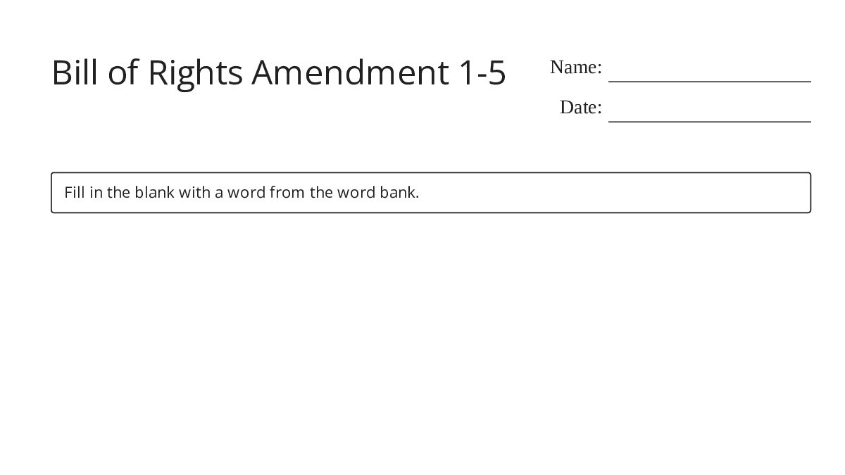 Bill of Rights Amendment 1-5 - My Worksheet Maker: Create Your Own ...
