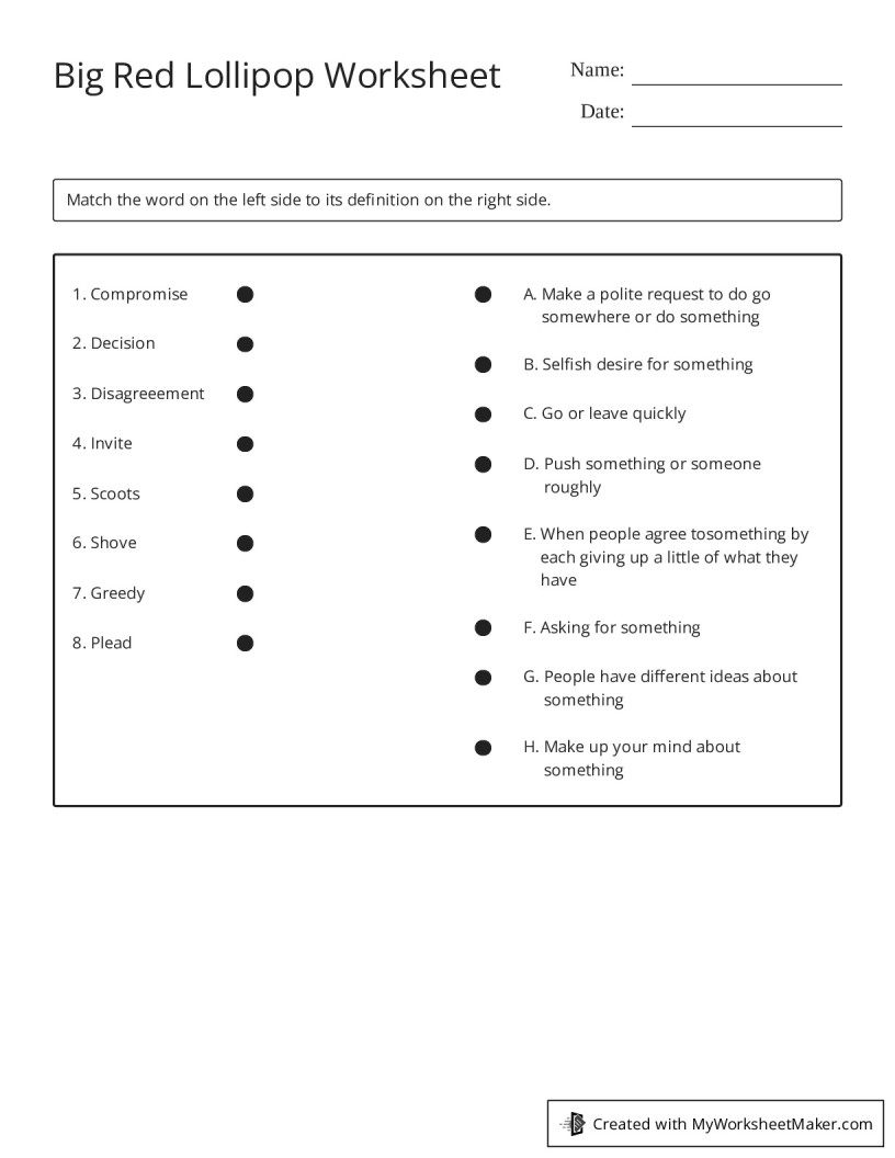 Big Red Lollipop Worksheet - My Worksheet Maker: Create Your Own Worksheets