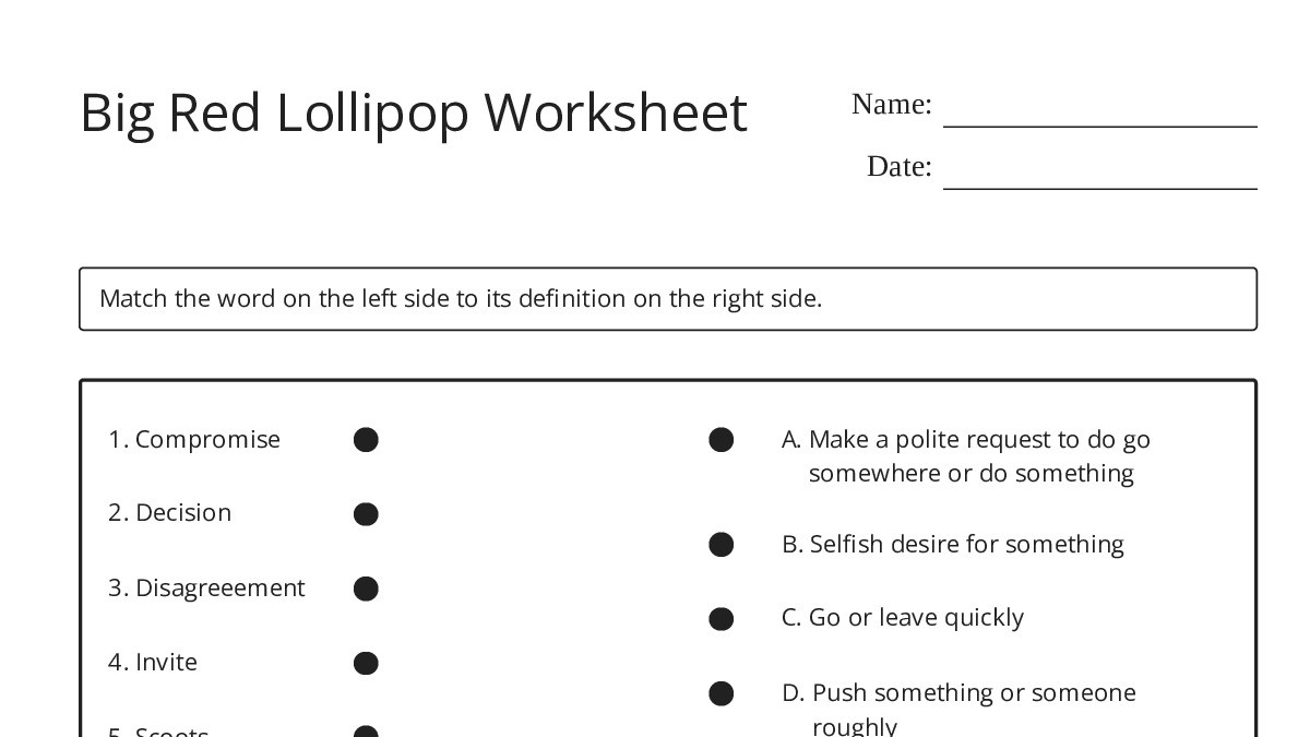 Big Red Lollipop Worksheet - My Worksheet Maker: Create Your Own Worksheets