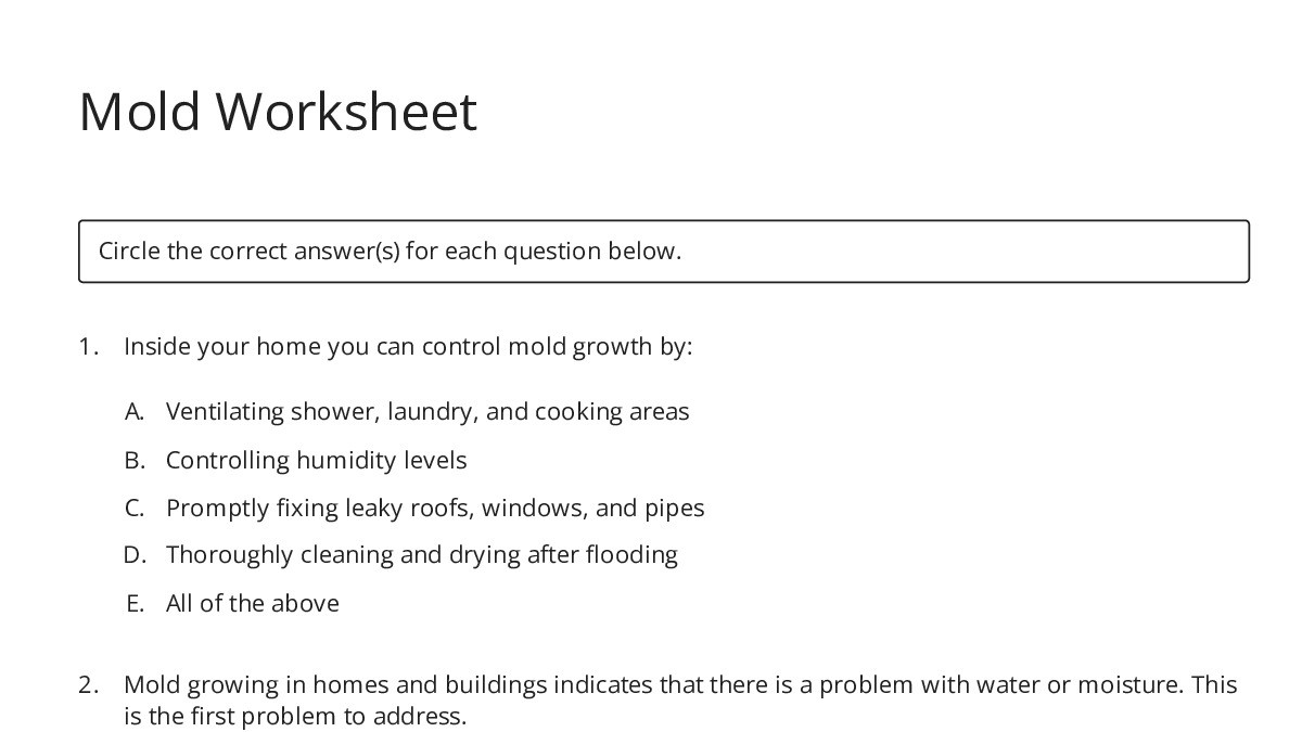 Mold Worksheet - My Worksheet Maker: Create Your Own Worksheets