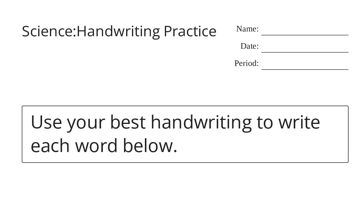 Science:Handwriting Practice - My Worksheet Maker: Create Your Own ...