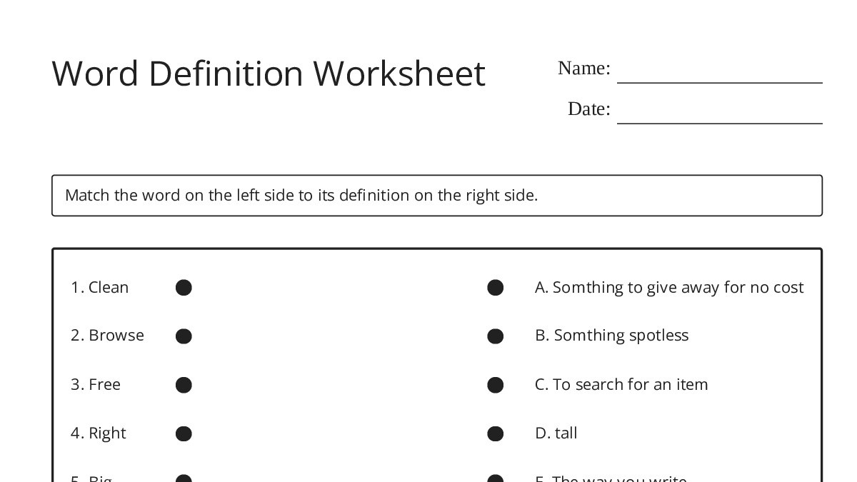 Word Definition Worksheet - My Worksheet Maker: Create Your Own Worksheets