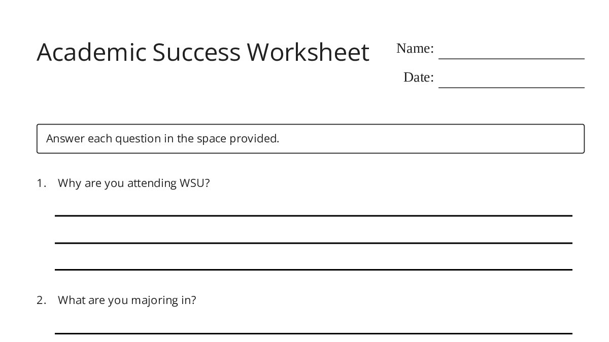 Academic Success Worksheet - My Worksheet Maker: Create Your Own Worksheets