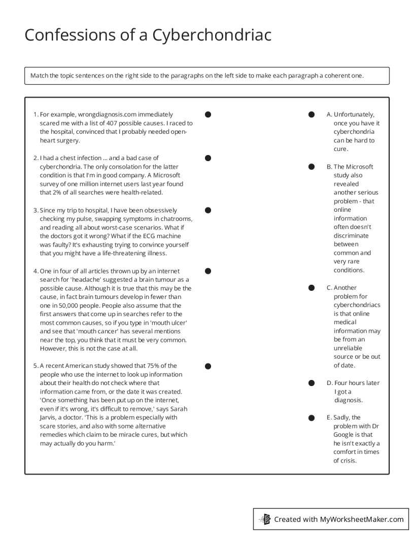 Confessions of a Cyberchondriac - My Worksheet Maker: Create Your Own ...