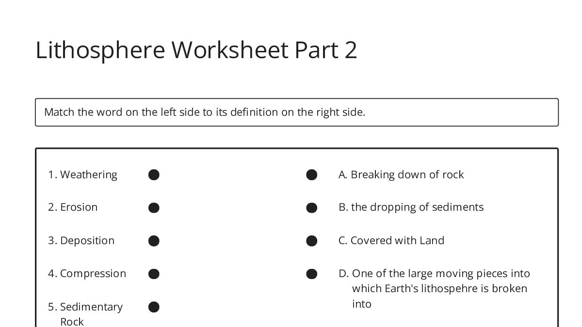 Lithosphere Worksheet Part 2 - My Worksheet Maker: Create Your Own ...
