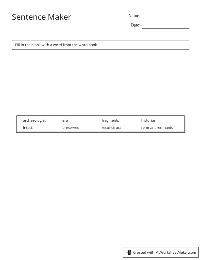 Sentence Maker - My Worksheet Maker: Create Your Own Worksheets