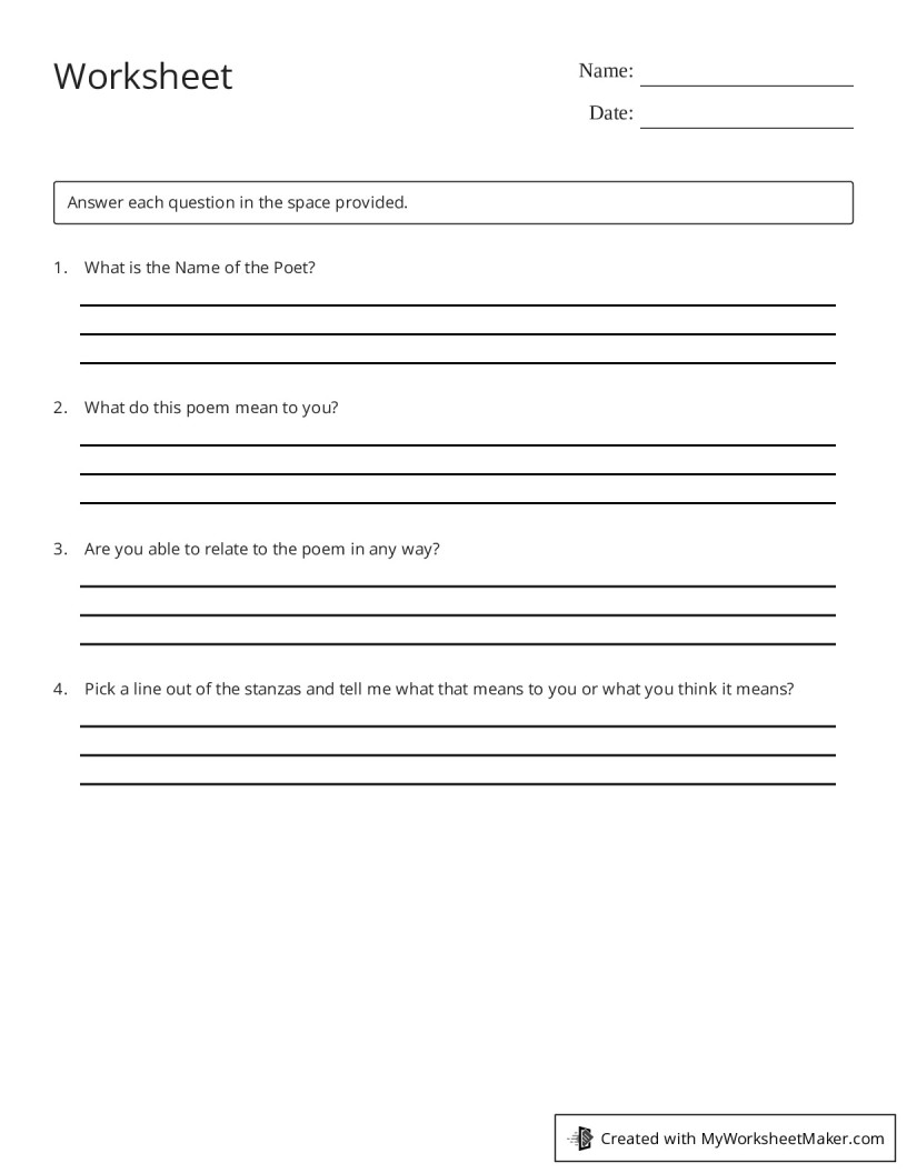 Worksheet - My Worksheet Maker: Create Your Own Worksheets