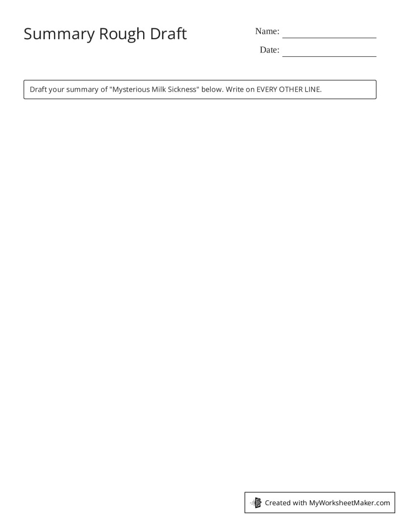 Summary Rough Draft - My Worksheet Maker: Create Your Own Worksheets