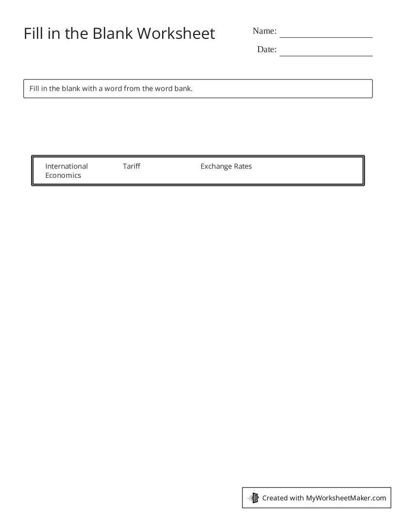 Fill in the Blank Worksheet - My Worksheet Maker: Create Your Own ...